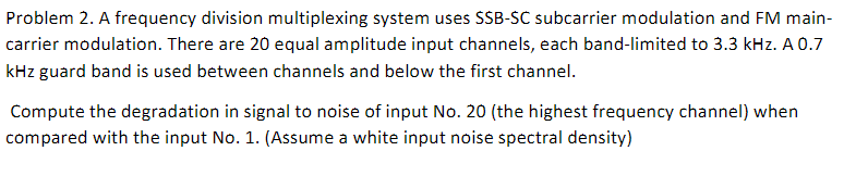 Solved Problem 2. A frequency division multiplexing system | Chegg.com