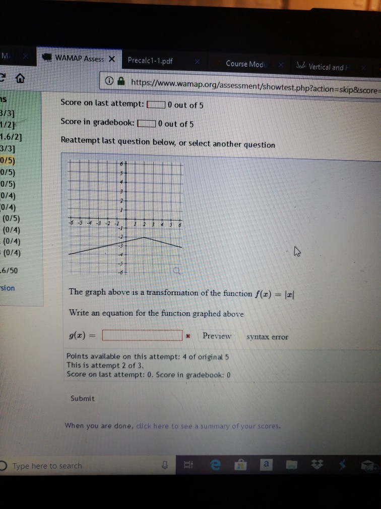 Solved WAMAP Assess Precalc1-1.pdf Course Modu o Vertical | Chegg.com