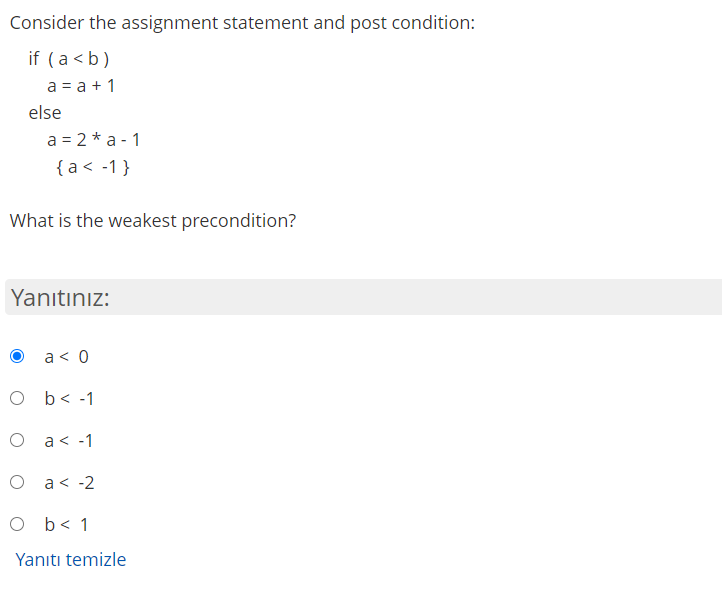 Solved Consider the assignment statement and post condition: | Chegg.com