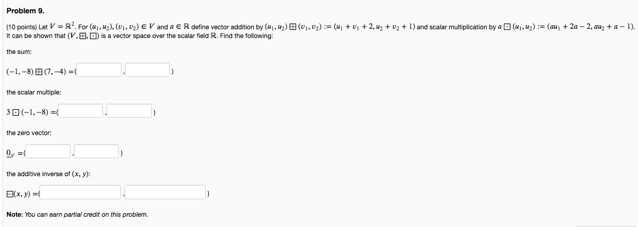 Solved Problem 9. (10 points) Let V = RP. For (U1, uz), (V1, | Chegg.com
