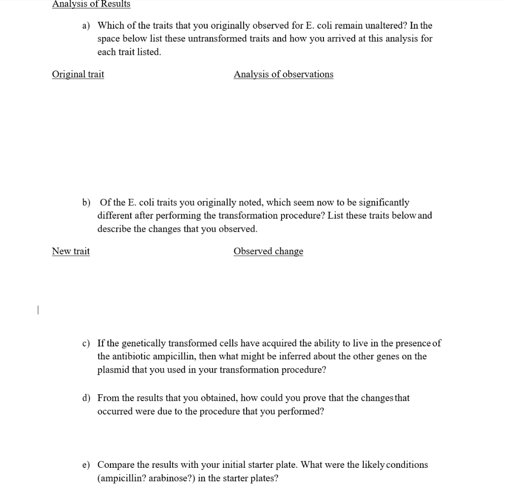 Solved ANSWERS FOR OBSERVATIONS: +pGLOW LB/amp= Shows | Chegg.com