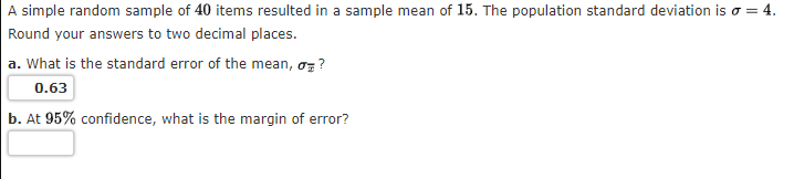 Solved A simple random sample of 40 ﻿items resulted in a | Chegg.com