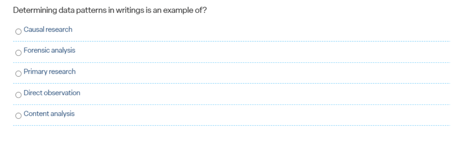 Solved Determining data patterns in writings is an example | Chegg.com