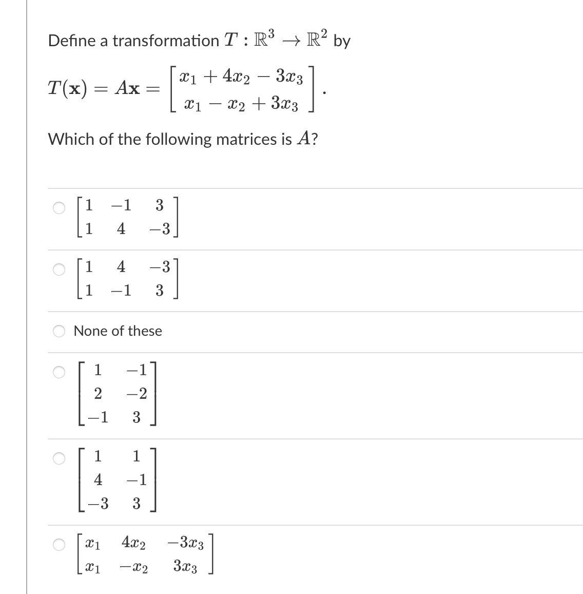 Solved Define a transformation T:R3→R2 | Chegg.com