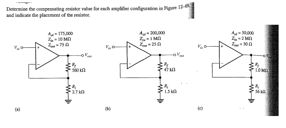Solved Determine the compensating resistor value for each | Chegg.com