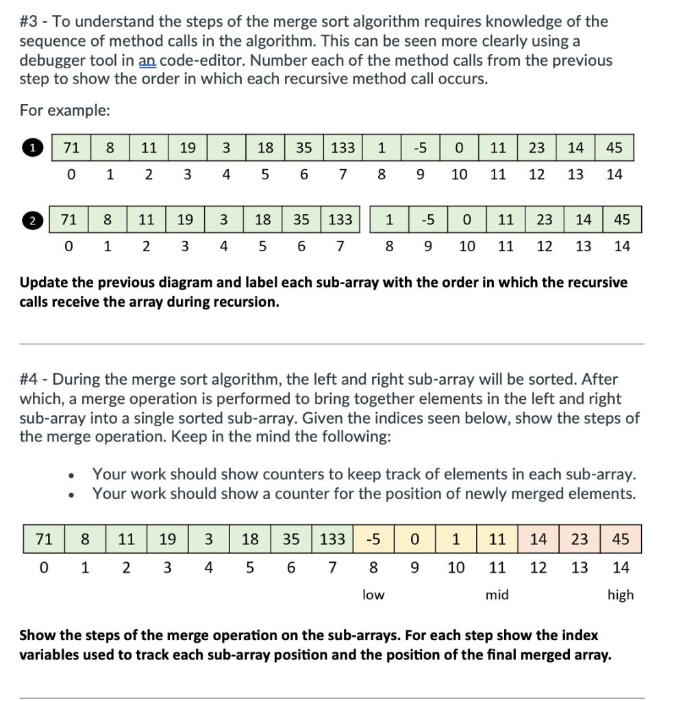 Solved \#1 - At the center (pun intended) of the merge sort | Chegg.com