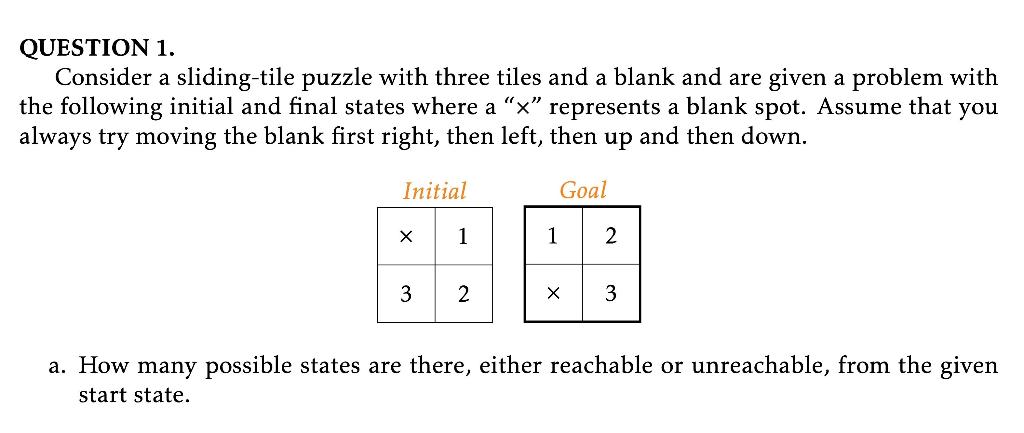 Solved QUESTION 1. Consider a sliding-tile puzzle with three | Chegg.com