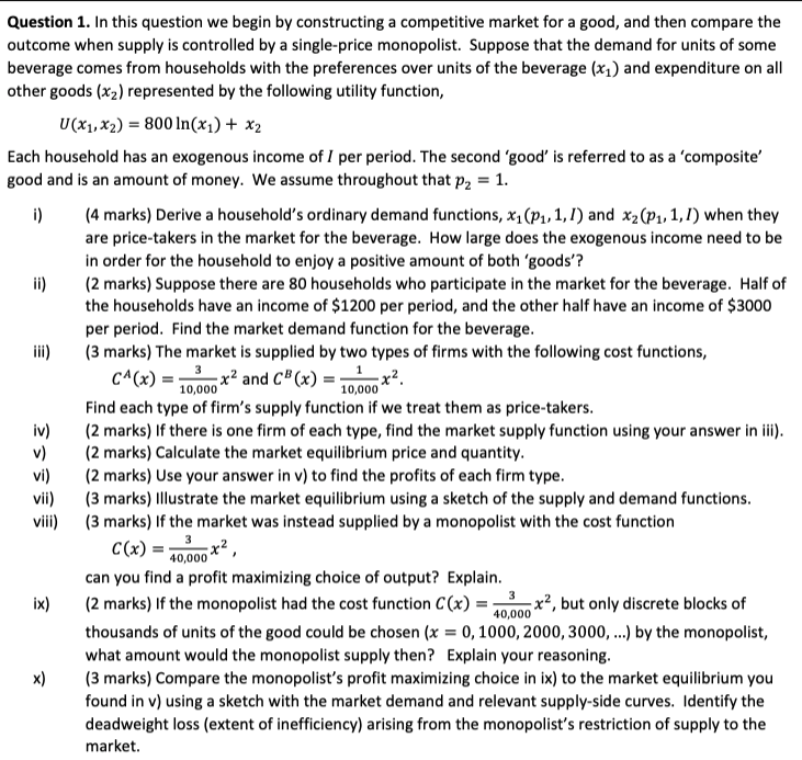 Solved ii) Question 1. In this question we begin by | Chegg.com