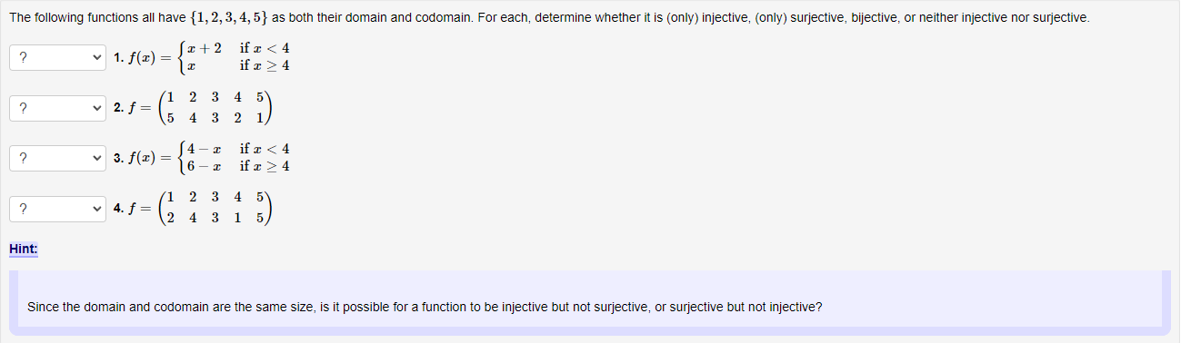 Solved The following functions all have {1,2,3,4,5} ﻿as both | Chegg.com