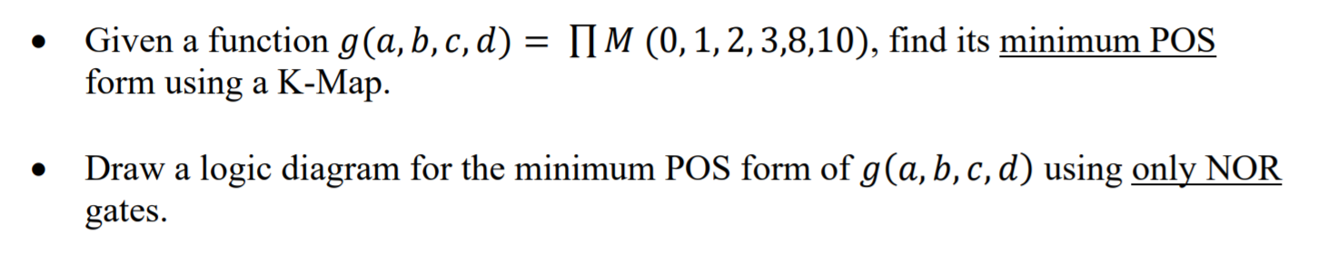 Solved Given a function g(a,b,c,d) = IIM (0,1,2,3,8,10), | Chegg.com