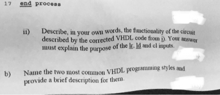 Solved The following VHDL code contains erroneous syntax. | Chegg.com