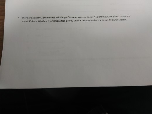 Solved 7. There are actually 2 purple lines in hydrogen's | Chegg.com