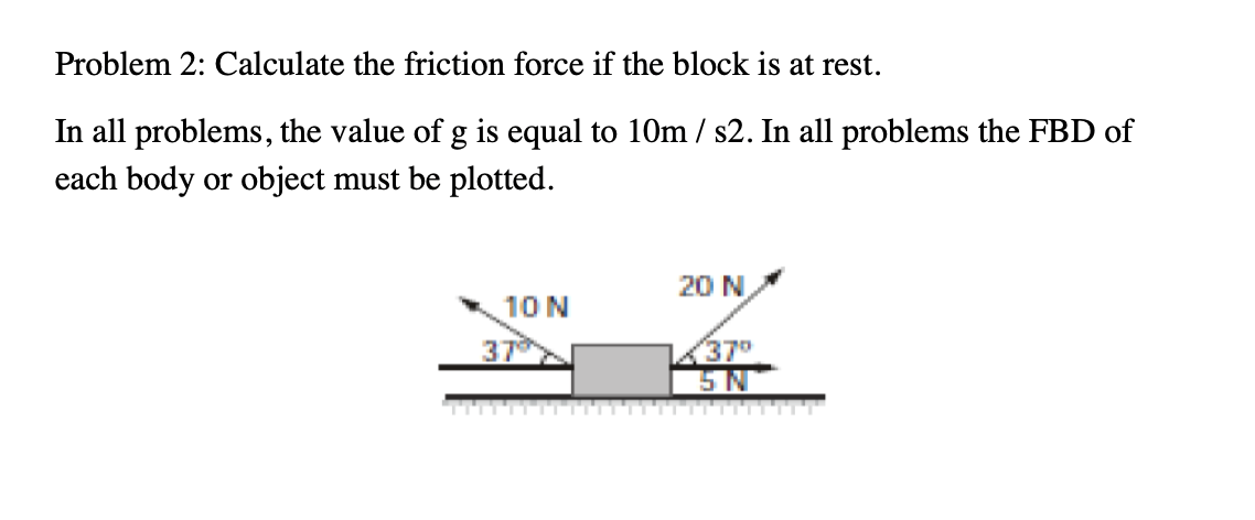 Solved Problem 2: Calculate the friction force if the block | Chegg.com
