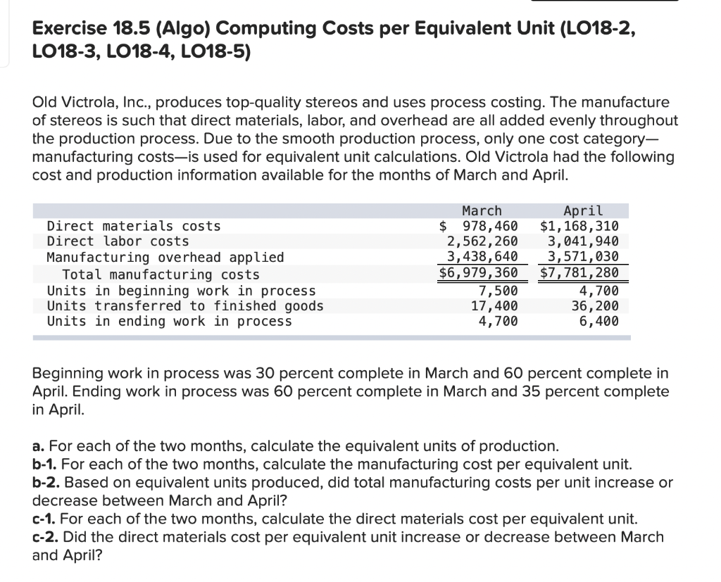 Solved Exercise 18.5 (Algo) Computing Costs per Equivalent | Chegg.com