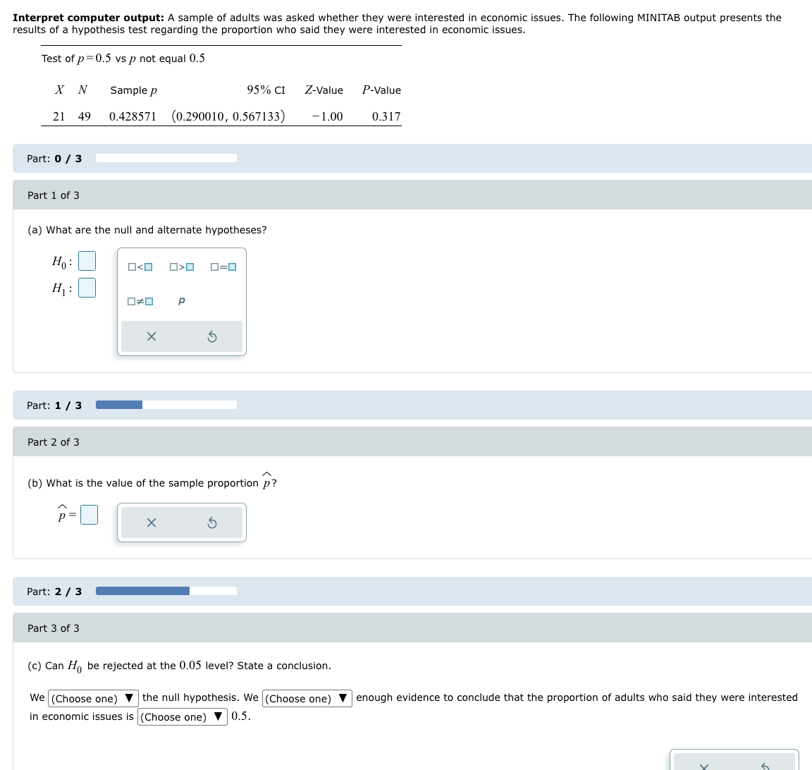 Solved Interpret computer output: A sample of adults was | Chegg.com