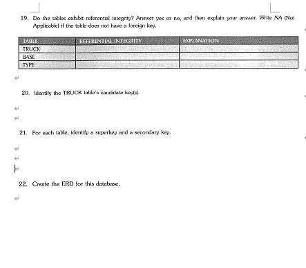 Table nams: TRUCK Database name: Cho3_TransCo Primary | Chegg.com