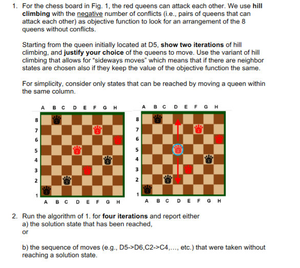 Solved For the chess board in Fig. 1, the red queens can | Chegg.com