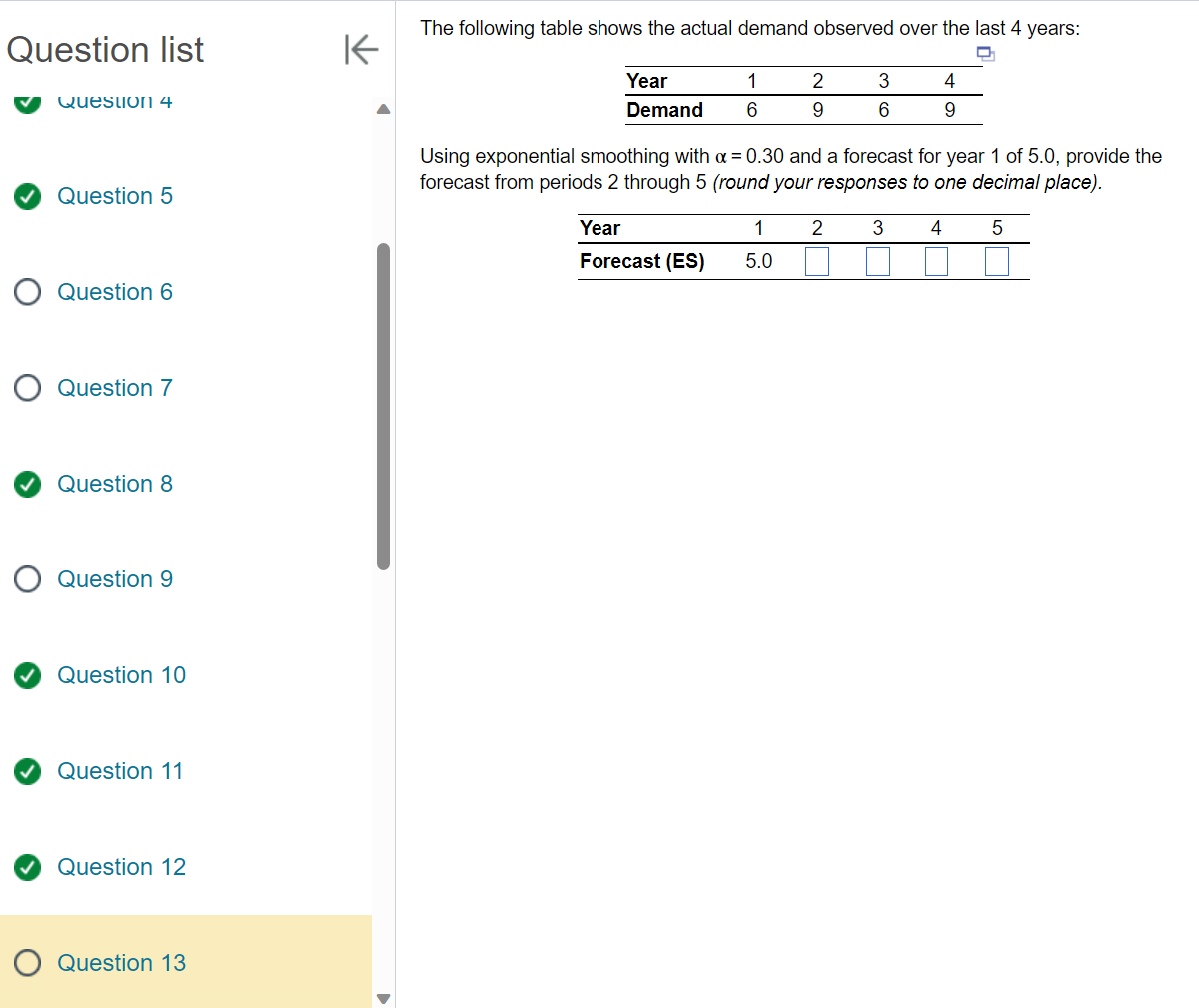 Solved Question list Question 4 Question 5 Question 6 | Chegg.com