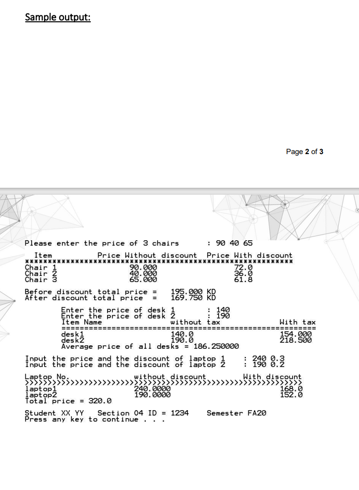 Solved Problem Write a C program that calculates the cost of | Chegg.com
