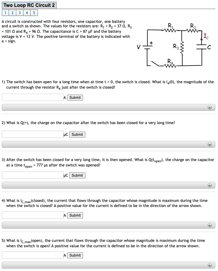Solved Two Loop RC Circuit 2 1 2 3 4 5 A circuit is | Chegg.com