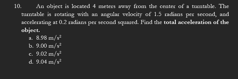 Solved 10. An object is located 4 meters away from the | Chegg.com