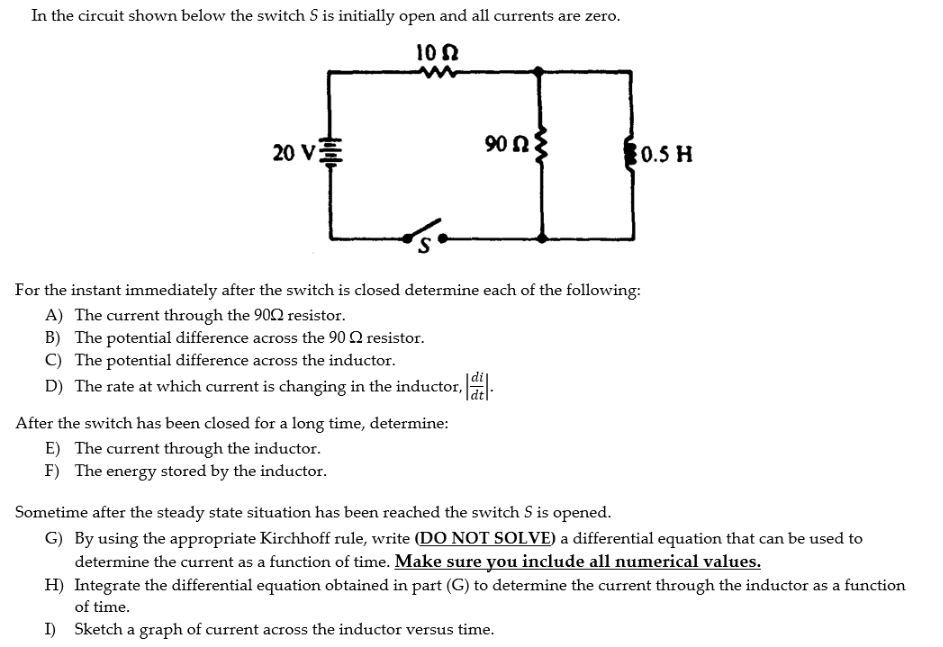 Solved In the circuit shown below the switch S is initially | Chegg.com