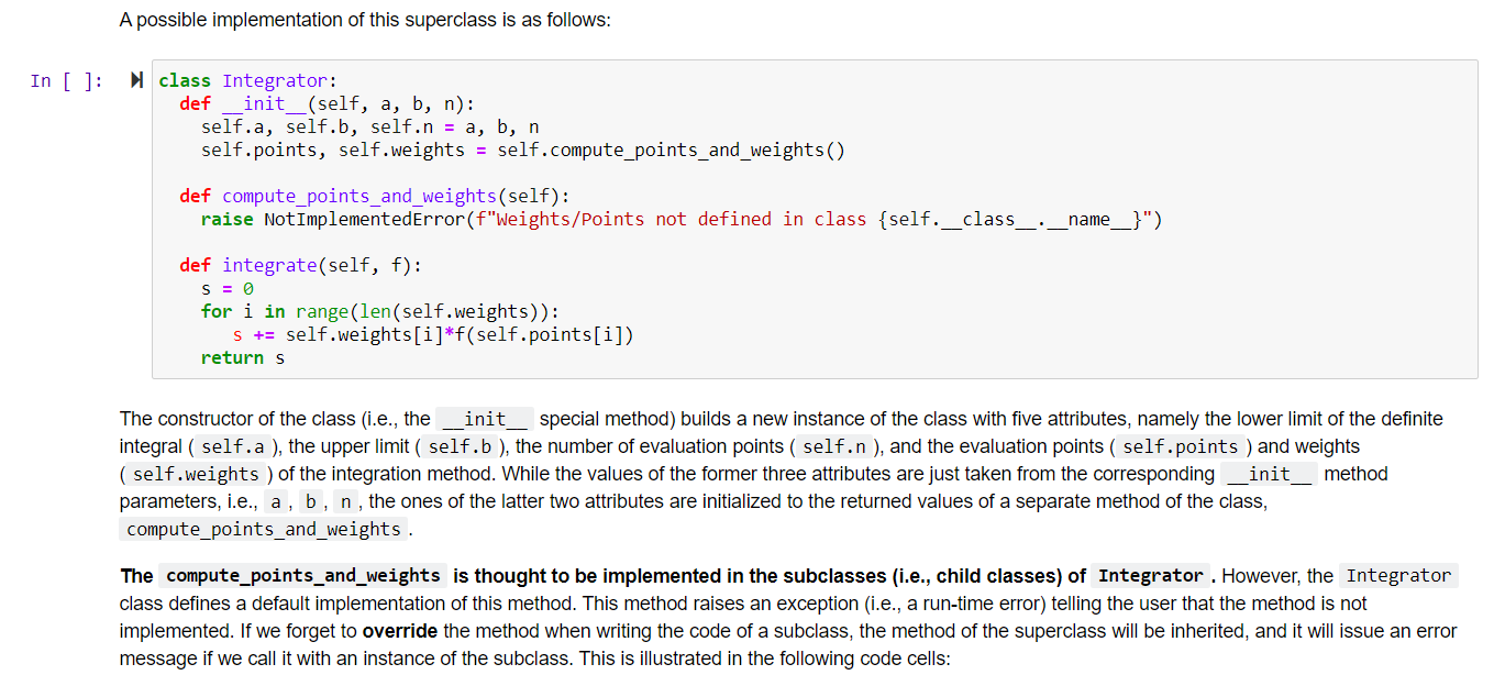 Solved Defining classes for numerical integration As | Chegg.com