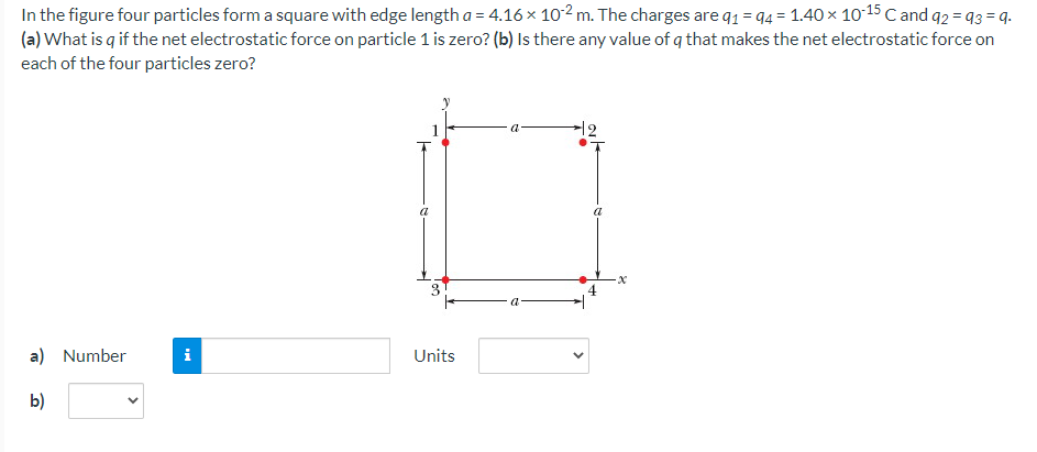 Solved In the figure four particles form a square with edge | Chegg.com