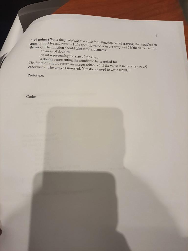 Solved 3.9 points) Write the prototype and code for a | Chegg.com