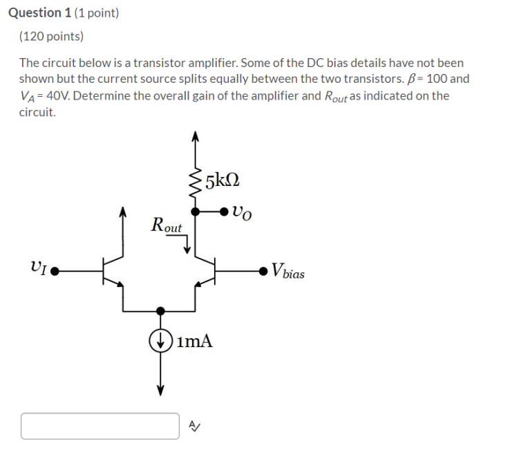 Solved Question 1 (1 point) (120 points) The circuit below | Chegg.com