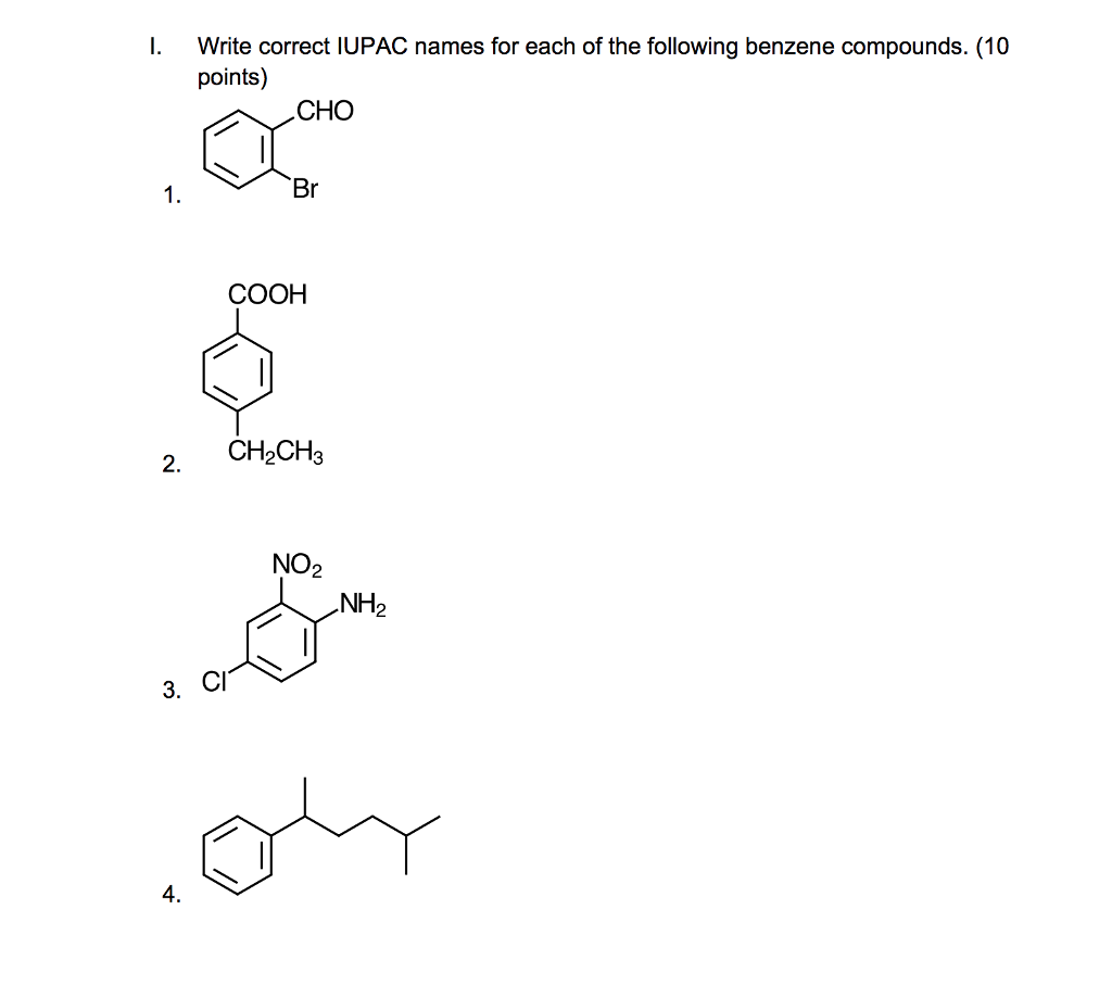 Solved Write correct IUPAC names for each of the following | Chegg.com