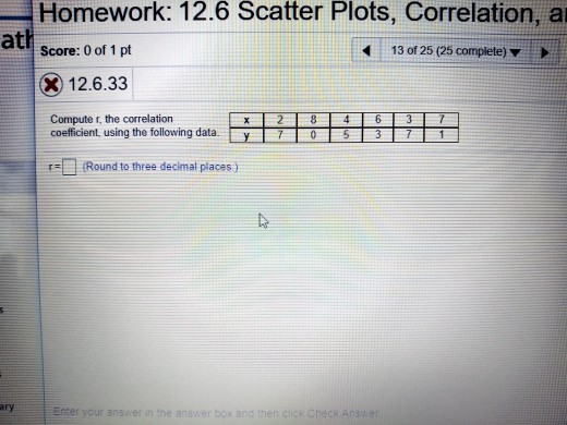 Solved Homework: 12.6 Scatter Plots, Correlation, a at | Chegg.com