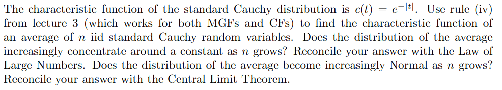 The characteristic function of the standard Cauchy | Chegg.com