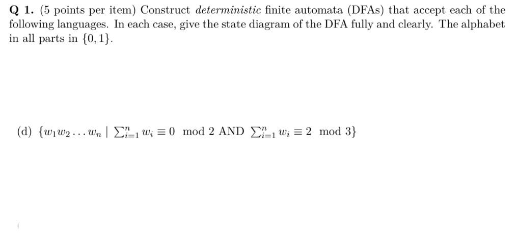 Solved Q 1. (5 ﻿points per item) ﻿Construct deterministic | Chegg.com