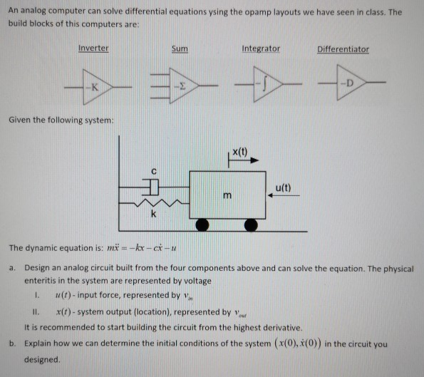 An analog computer can solve differential equations | Chegg.com