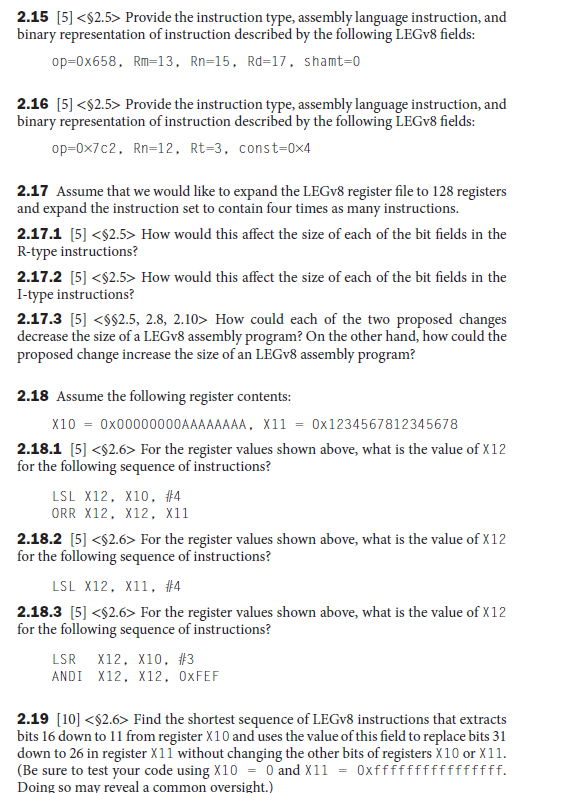 Solved 2.15 [5] Provide the instruction type, | Chegg.com