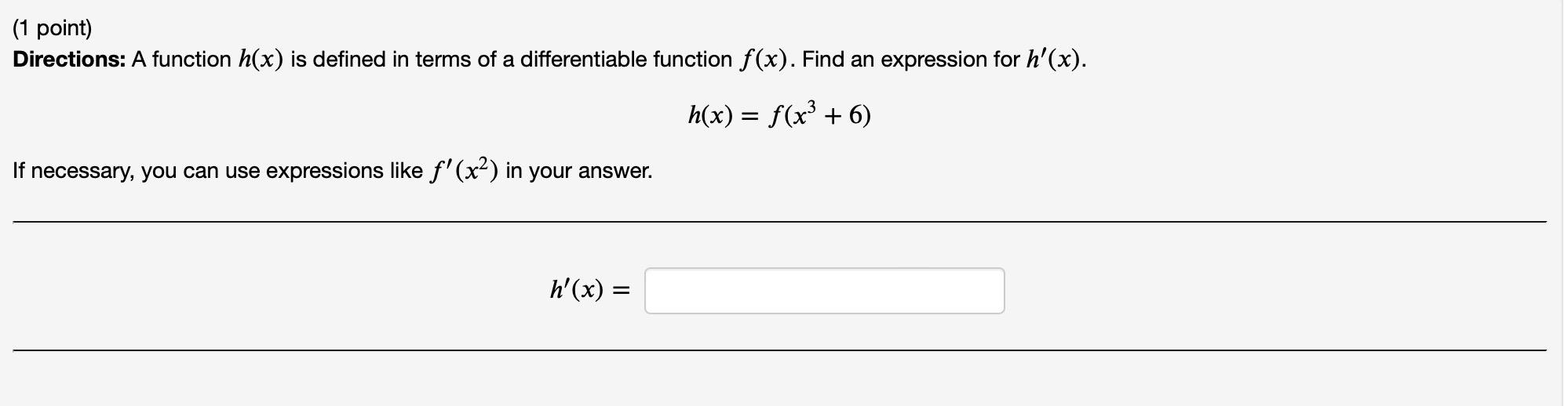 Solved (1 point) Directions: A function h(x) is defined in | Chegg.com