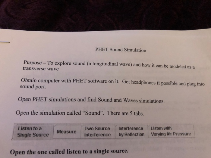 Solved PHET Sound Simulation Purpose - To explore sound (a | Chegg.com