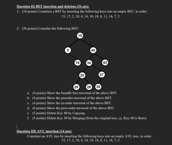 Solved 1. (10 points) Construct a IIST by inserting the | Chegg.com