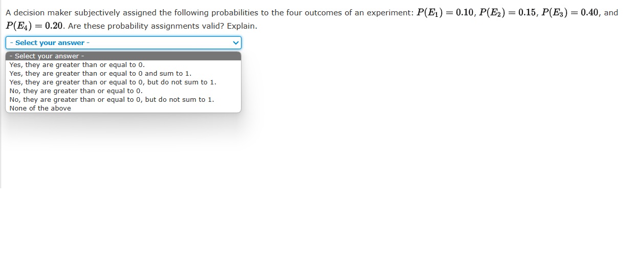 Solved A decision maker subjectively assigned the following | Chegg.com