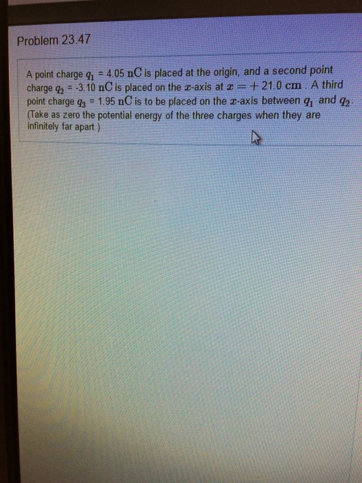 Solved Problem 23.47 A point charge q1 4.05 nC is placed at | Chegg.com