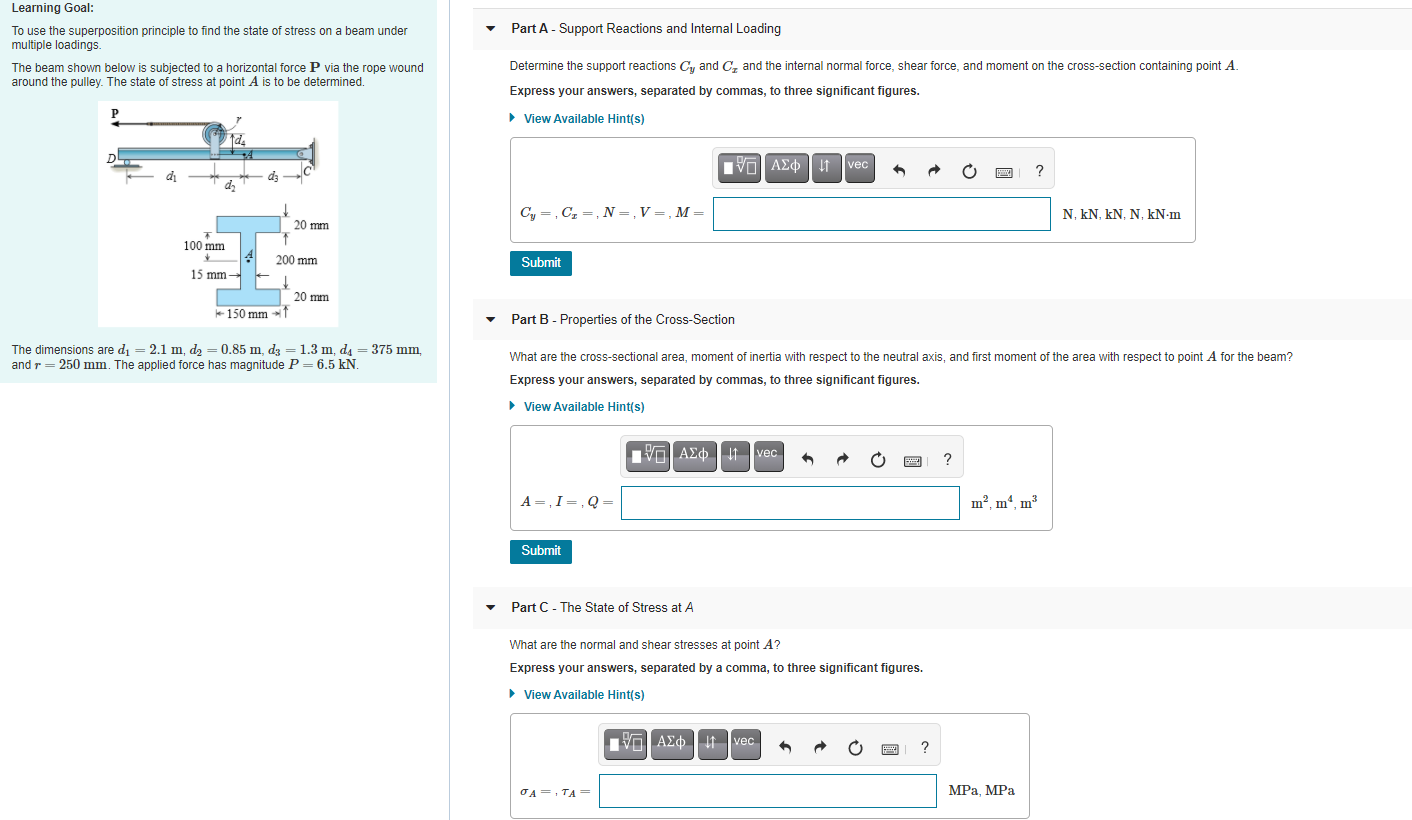 Solved Learning Goal: Part A - Support Reactions and | Chegg.com