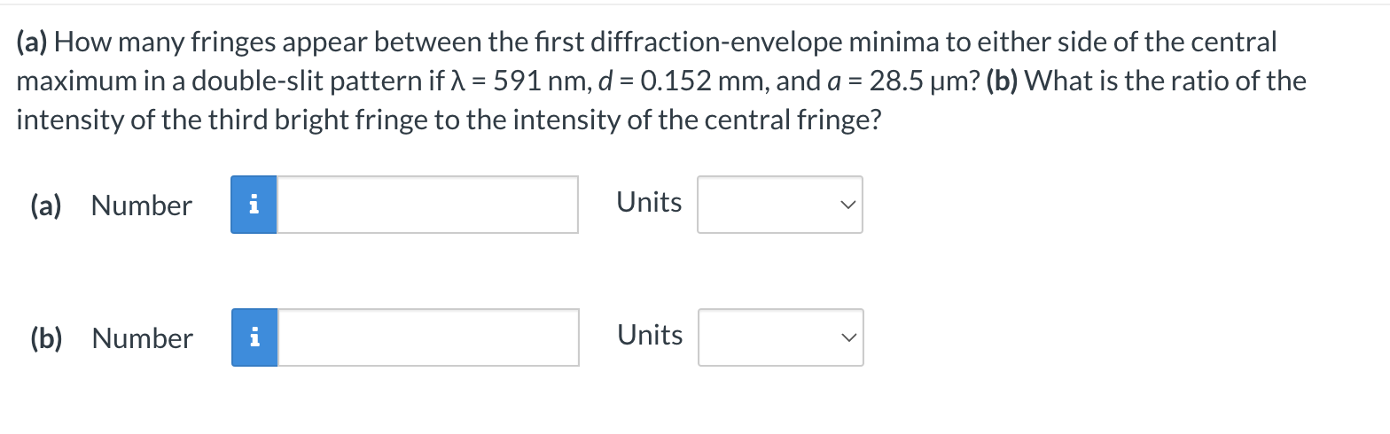 (a) How many fringes appear between the first | Chegg.com