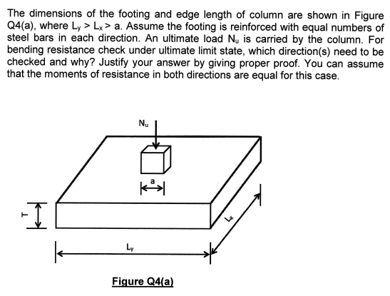 Solved The dimensions of the footing and edge length of | Chegg.com