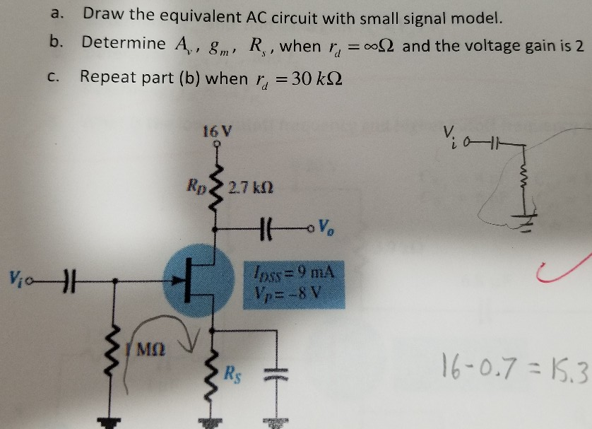 Solved Draw the equivalent AC circuit with small signal | Chegg.com