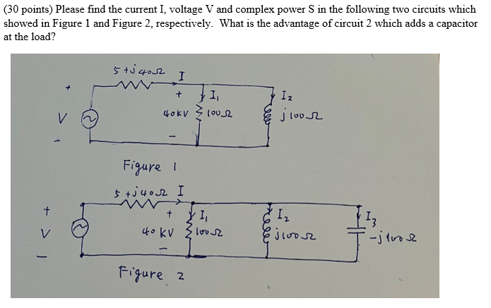 Solved Please find the current I, voltage V and complex | Chegg.com
