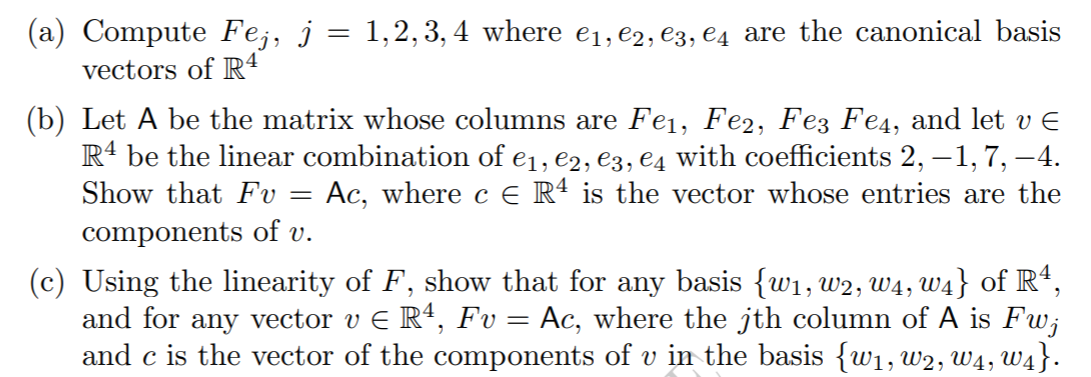 Solved 5. Consider the linear mapping F : R4 + R3, V1 U2 F | Chegg.com