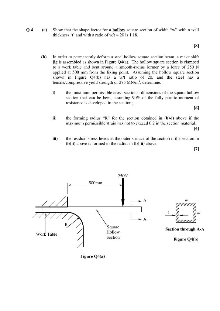 Solved Show that the shape factor for a hollow square | Chegg.com
