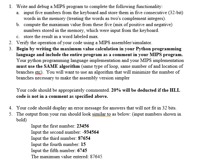 Solved 1 Write And Debug A Mips Program To Complete The