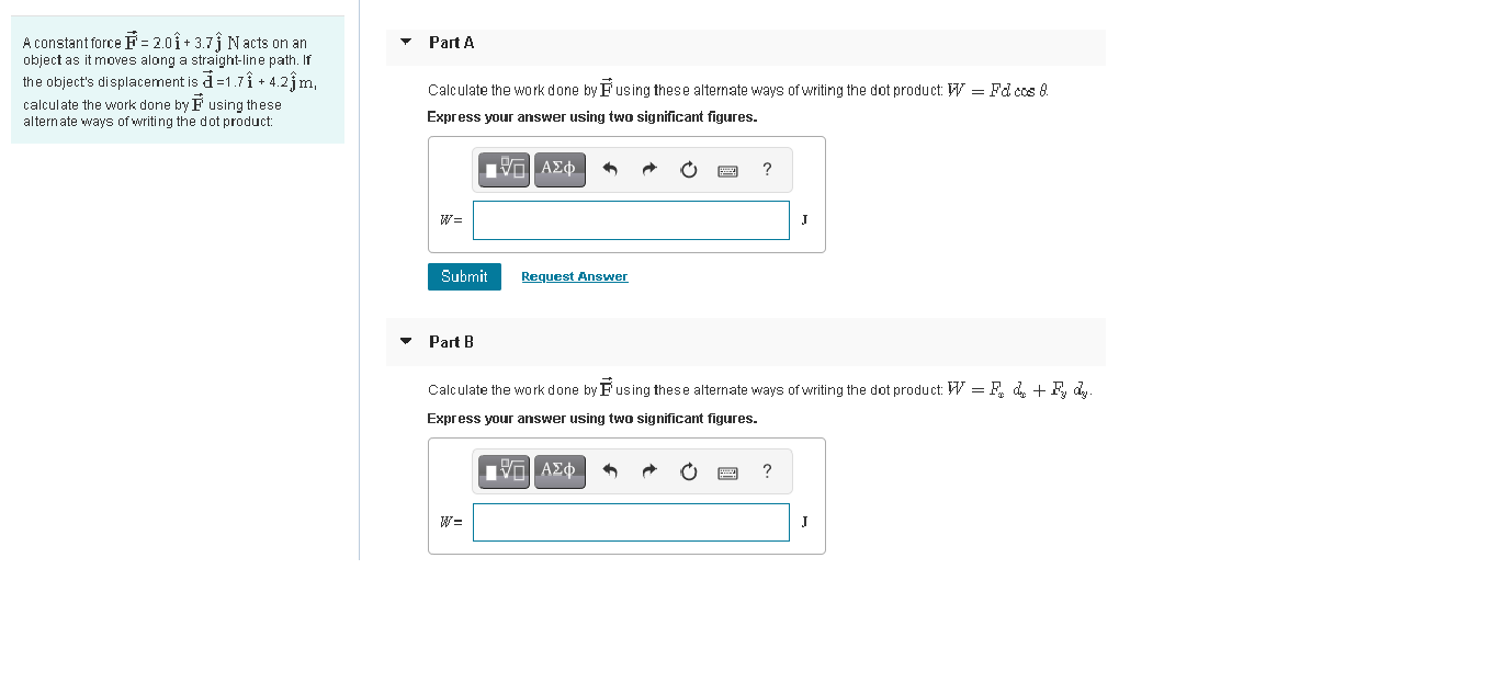 Solved Part A A Constant Force 2 0i 3 7 î Nacts On An